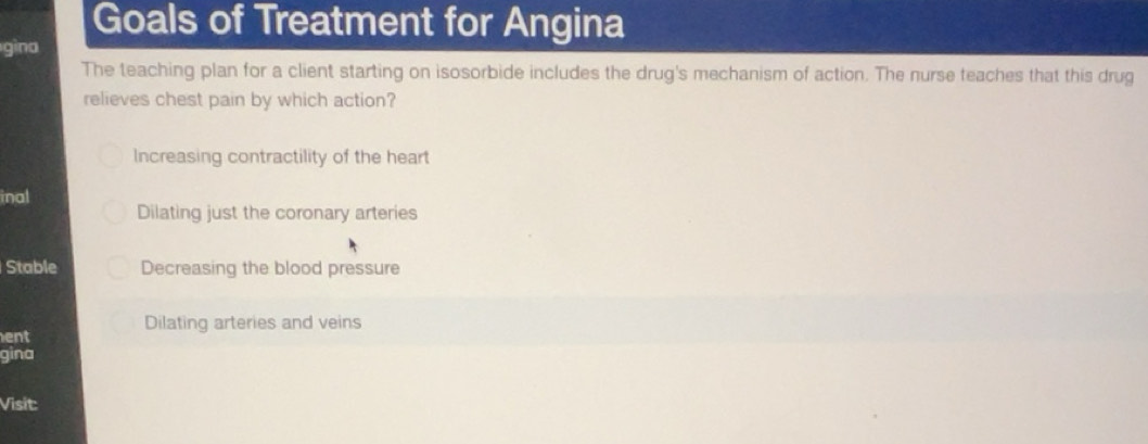 Solved: Goals of Treatment for Angina gina The teaching plan for a ...