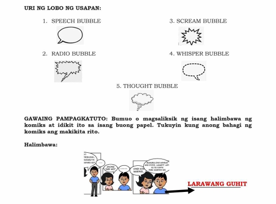 Solved: URI NG LOBO NG USAPAN: 1. SPEECH BUBBLE 3. SCREAM BUBBLE 2. RADIO BUBBLE 4. WHISPER BUBB ...