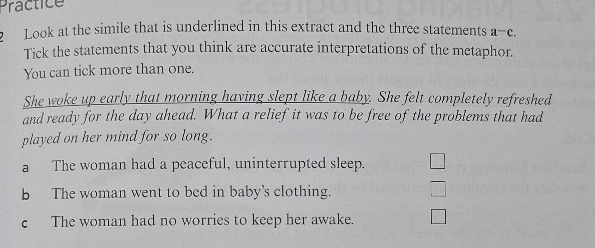 تم الحل:Practice 2 Look at the simile that is underlined in this ...