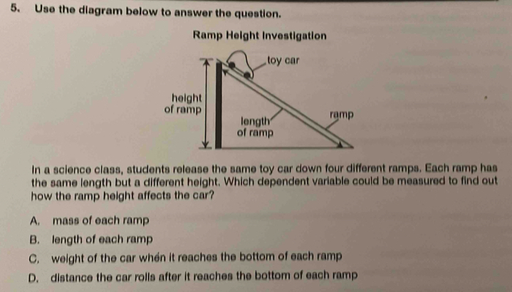Solved: Use the diagram below to answer the question. Ramp Height ...