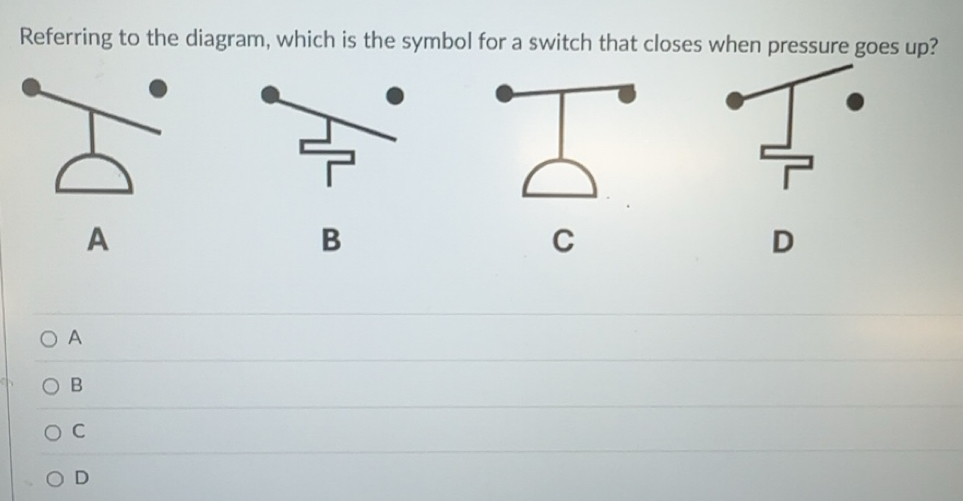 Solved: Referring to the diagram, which is the symbol for a switch that ...