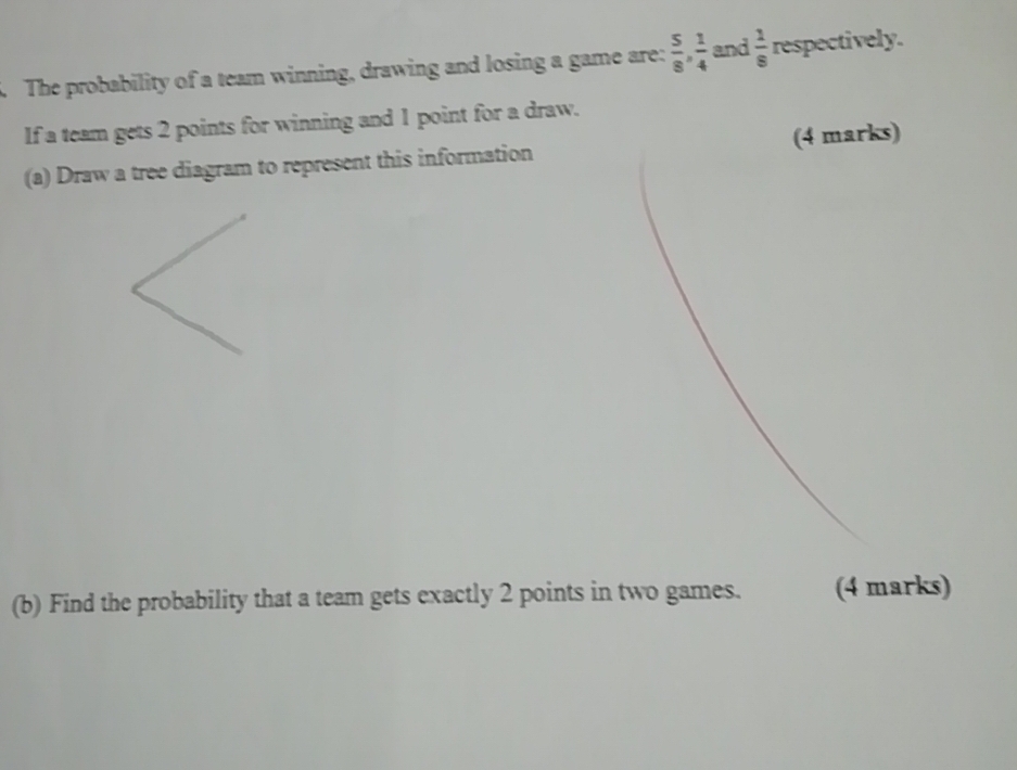 Solved: The probability of a team winning, drawing and losing a game ...