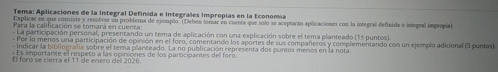 Resuelto:Tema: Aplicaciones de la Integral Definida e Integrales ...
