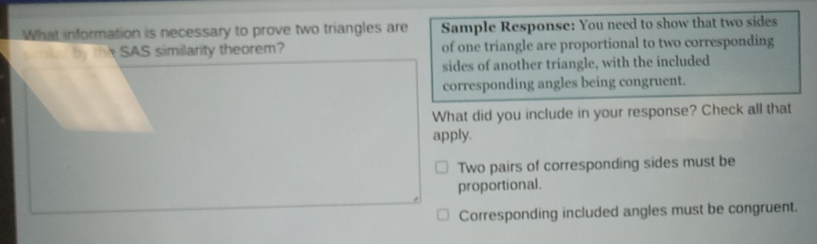 Solved: What information is necessary to prove two triangles are Sample ...
