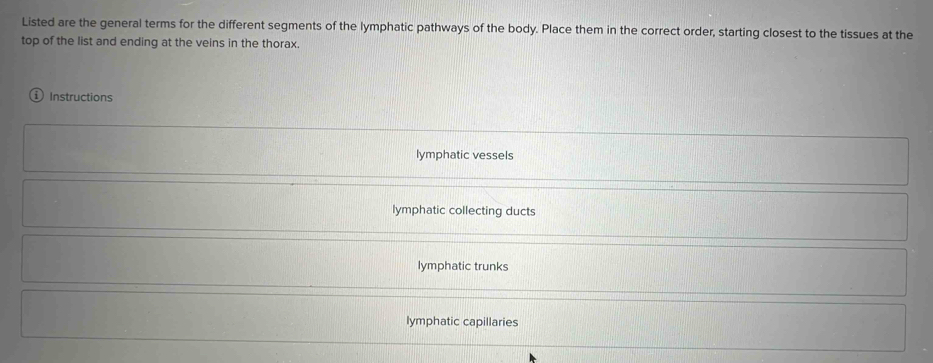 Solved: Listed are the general terms for the different segments of the ...