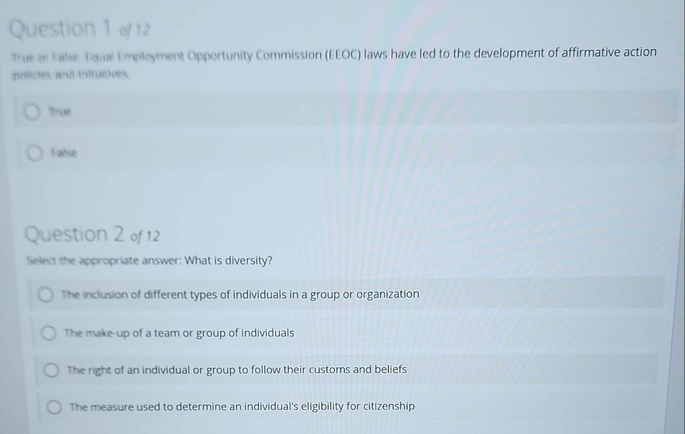 Solved: True or False, Equal Employment Opportunity Commission (EEOC ...
