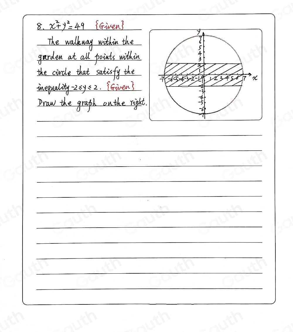 Solved: Jonas is designing a circular garden whose equation is x^2+y^2 ...