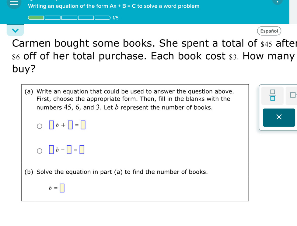 Solved: Writing an equation of the form Ax+B=C to solve a word problem ...