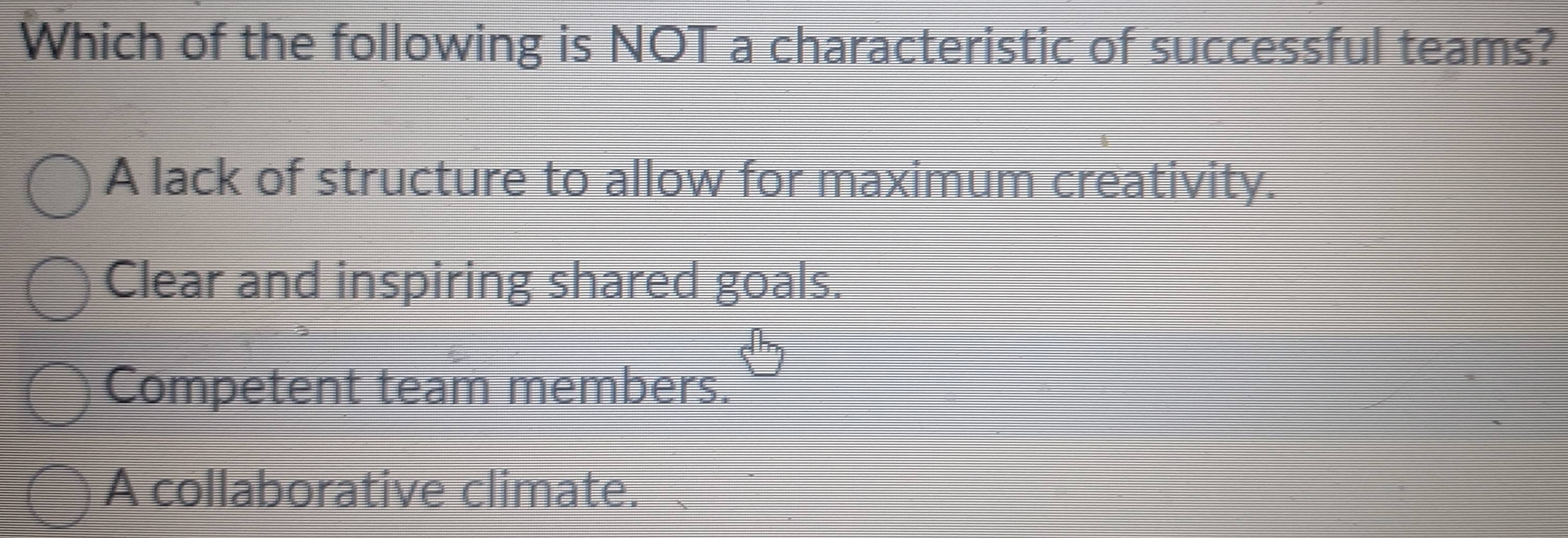 Solved: Which of the following is NOT a characteristic of successful ...