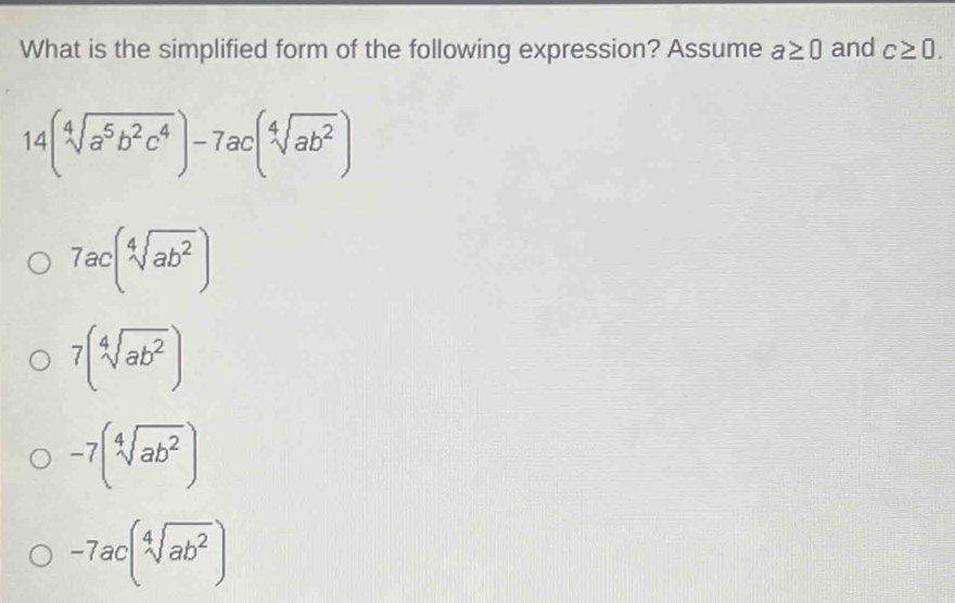 What is the simplified form of the following expression? Assume a≥ 0 ...