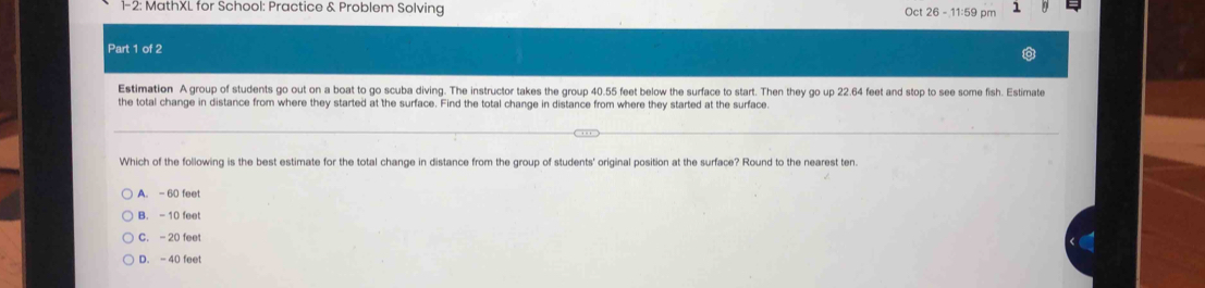 Solved: 1-2: MathXL for School: Practice & Problem Solving Oc 26-11:59 1 Part 1 of 2 Estimation ...