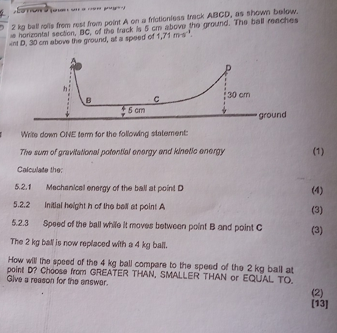 Résolu :2 kg ball rolls from rest from point A on a frictioniess track ...