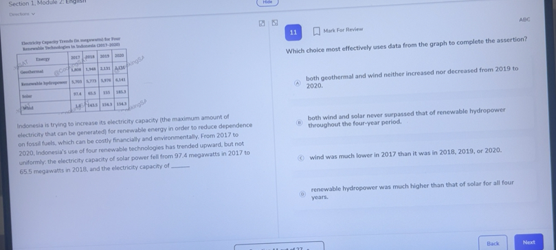 Solved: Section 1, Module 2: English Hide Directions √ ABC 11 Mark For ...