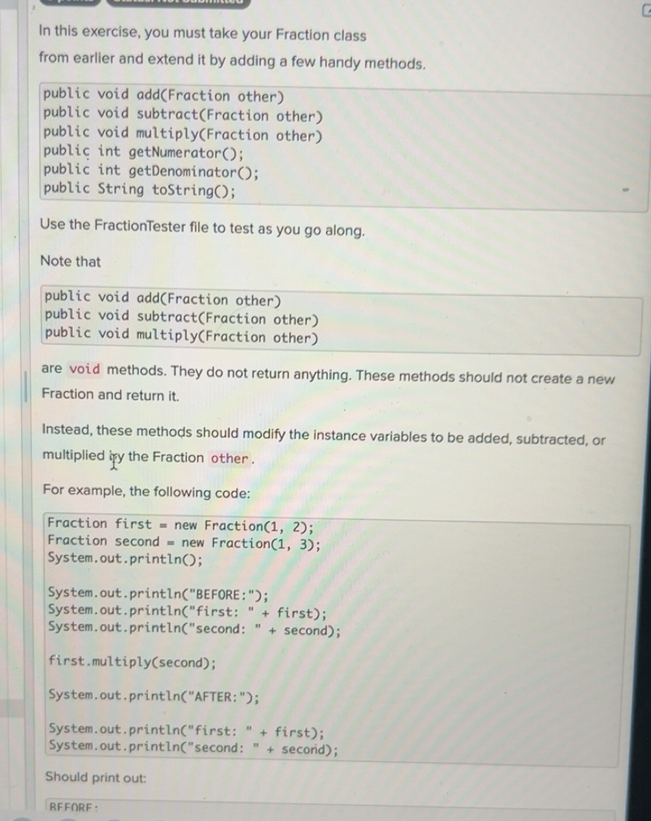 Solved: In this exercise, you must take your Fraction class from ...