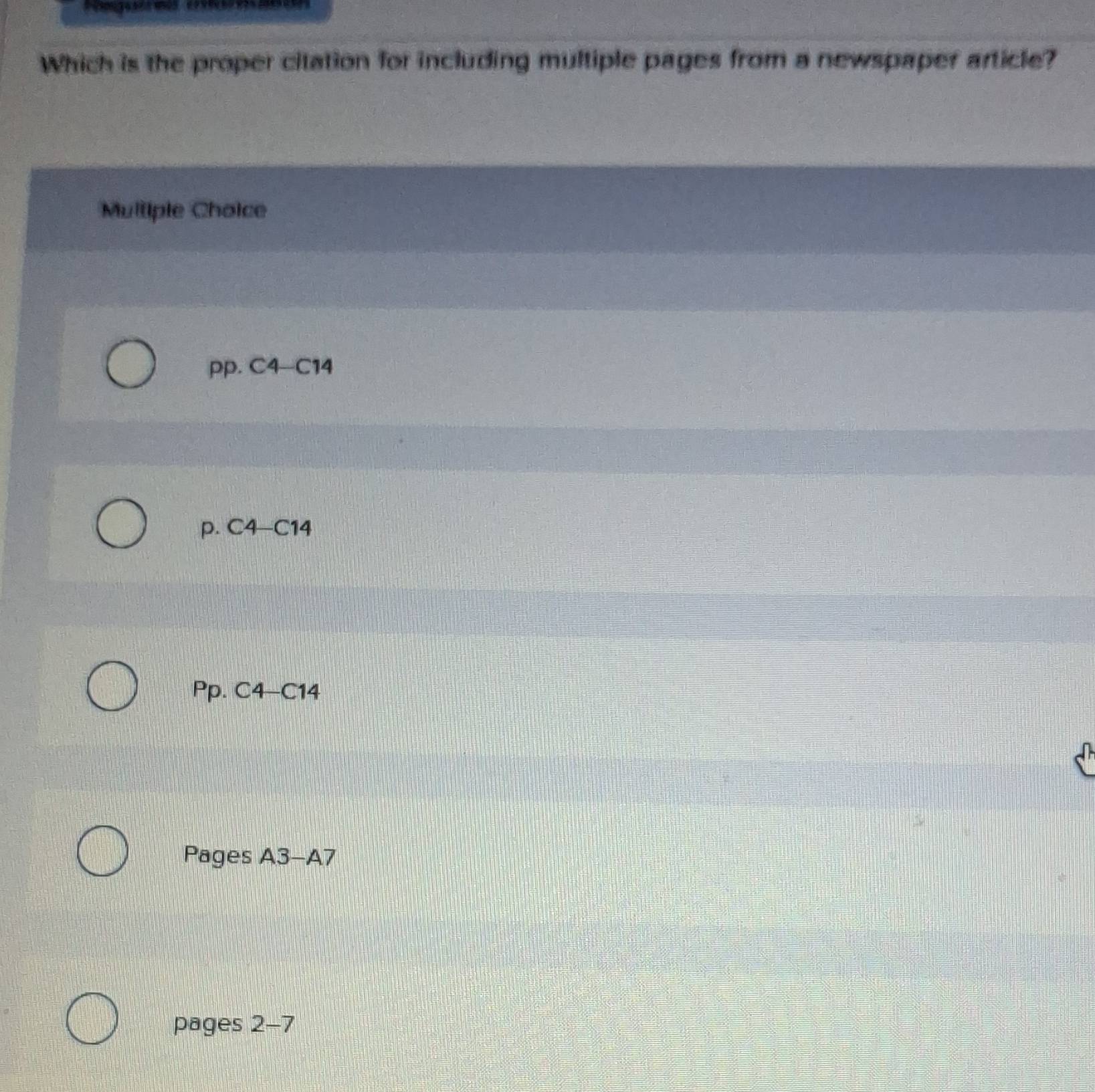 Solved: Which is the proper citation for including multiple pages from ...