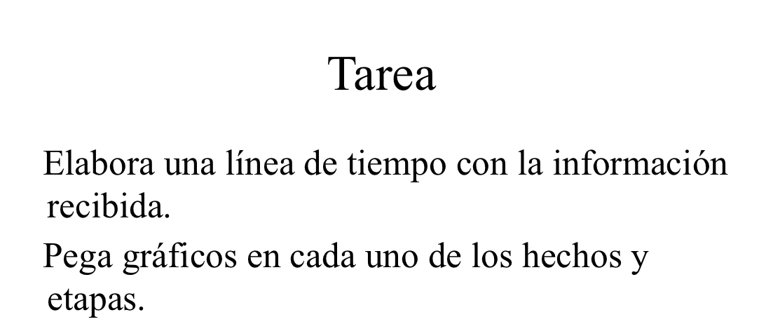 Resuelto:Tarea Elabora una línea de tiempo con la información recibida ...