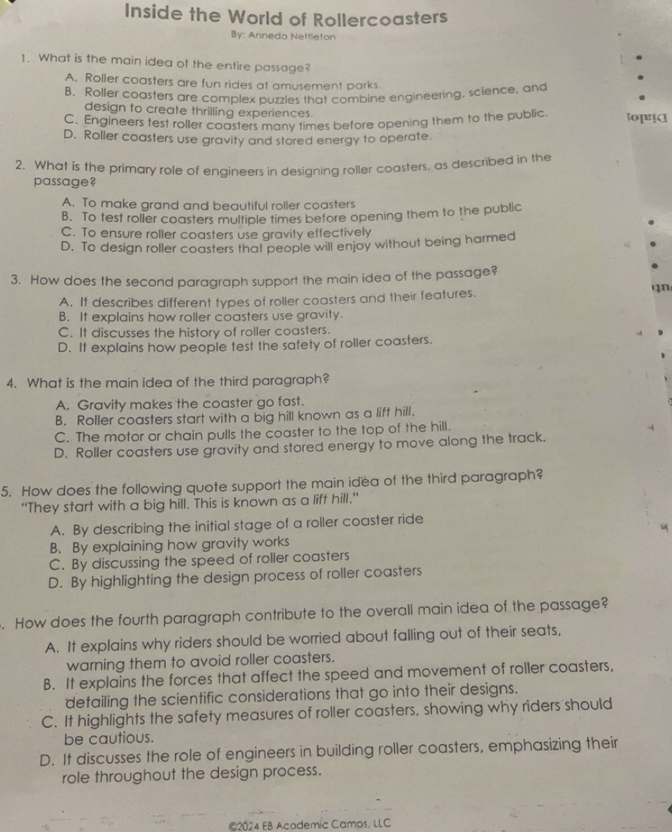 Solved: Inside the World of Rollercoasters By: Anneda Nettleton 1. What ...