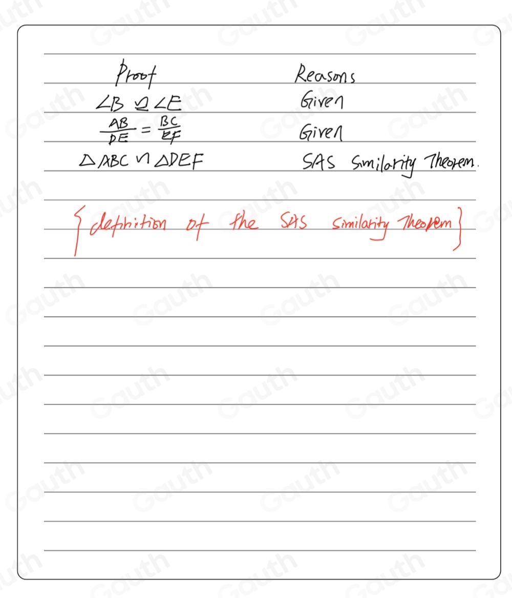 Solved: PROOF Write a two-column proof for the Side-Angle-Side (SAS ...