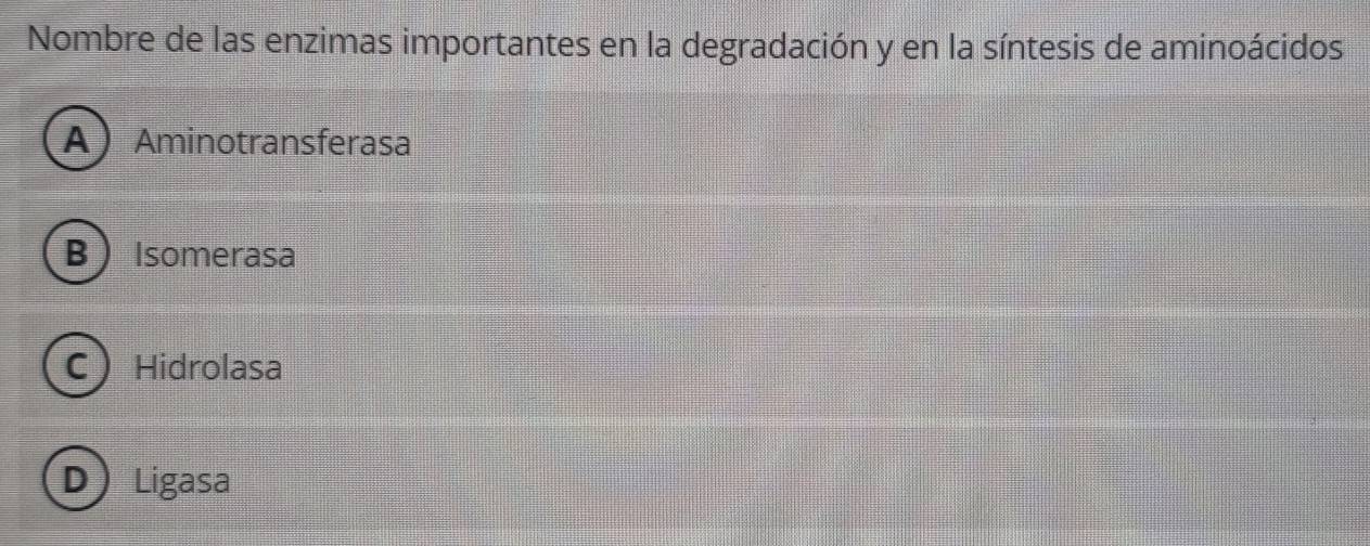 Resuelto:Nombre de las enzimas importantes en la degradación y en la ...