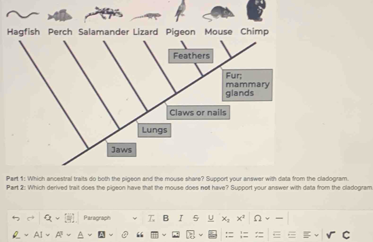Solved: Which ancestral traits do both the pigeon and the mouse share ...