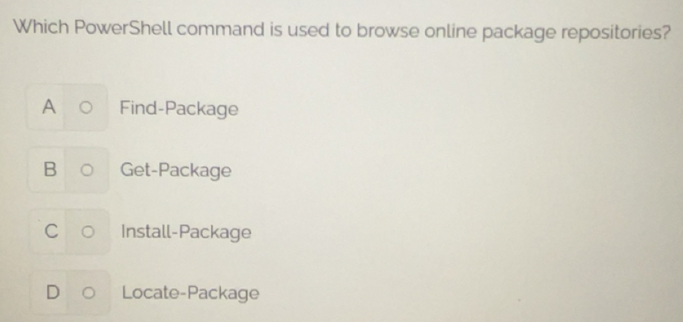 Solved: Which PowerShell command is used to browse online package ...