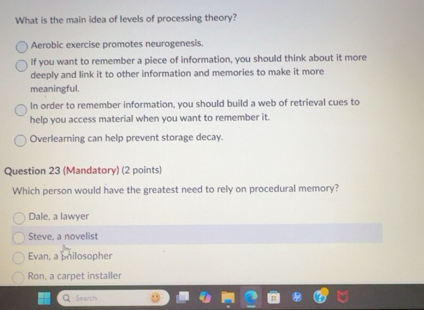 Solved: What is the main idea of levels of processing theory? Aerobic ...