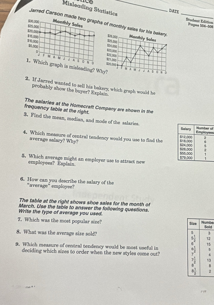 Solved: Misleading Statistics_ DATE Jarred Carson made two graphs of ...