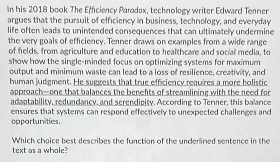 Solved: In his 2018 book The Efficiency Paradox, technology writer ...