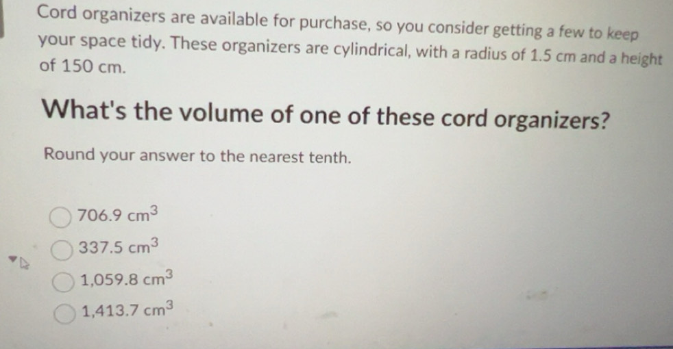 Solved: Cord organizers are available for purchase, so you consider ...