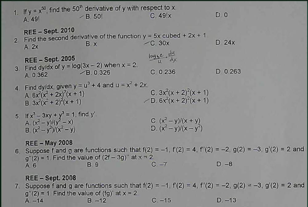 Solved: If y=x^(50) , find the 50^(th) derivative of y with respect to ...