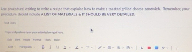 Solved: Use procedural writing to write a recipe that explains how to ...