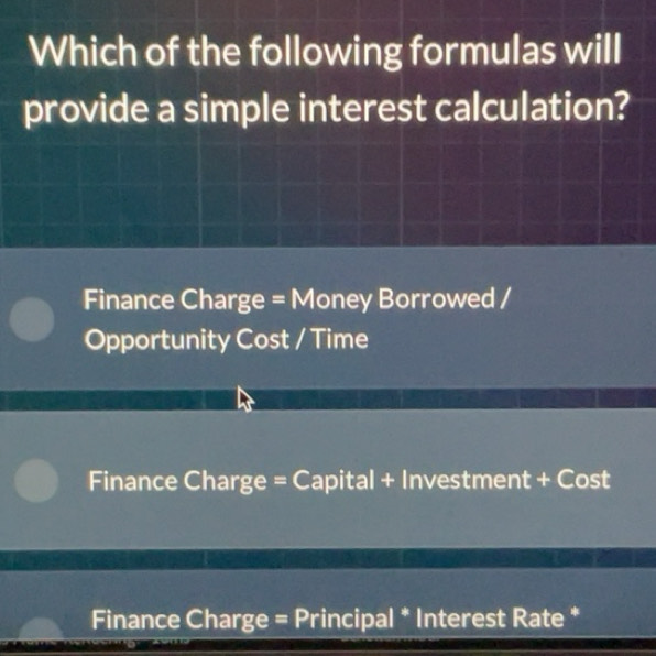 Gelöst:Which of the following formulas will provide a simple interest ...