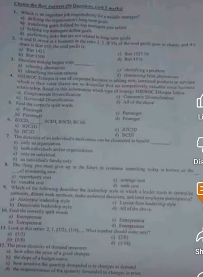 Résolu :Choose the Best Anywers (50 Questions, carb 2 marks) 1. Which ...