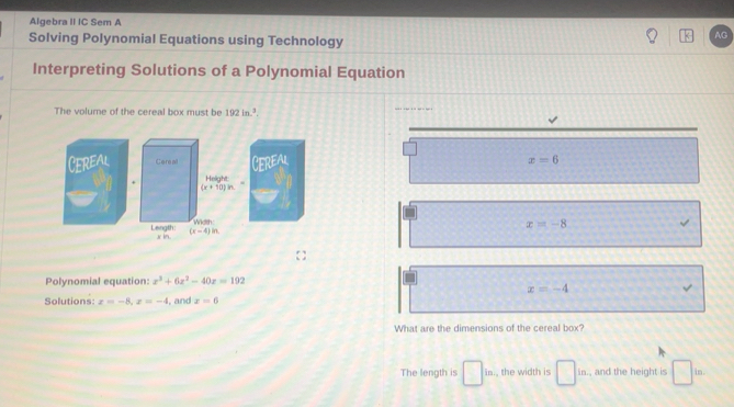Solved: Algebra II IC Sem A Solving Polynomial Equations using ...