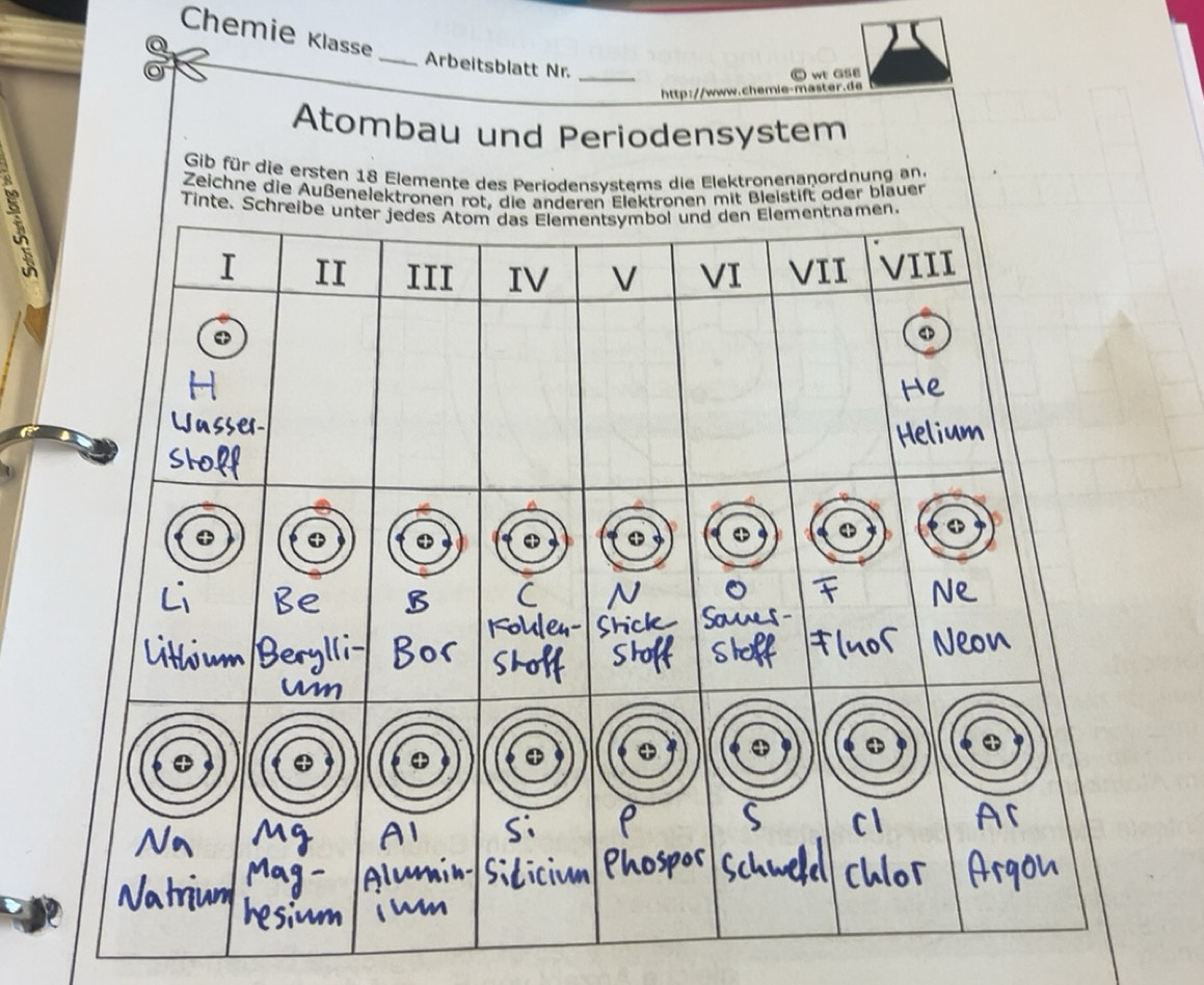Gelöst:Chemie Klasse 。 _ _Arbeitsblatt Nr. wt ase http://www.chemie ...