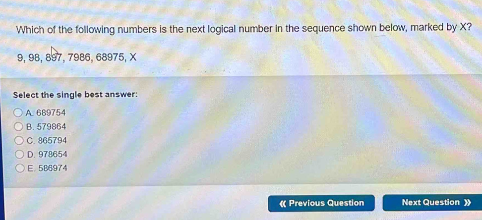 Solved: Which of the following numbers is the next logical number in ...