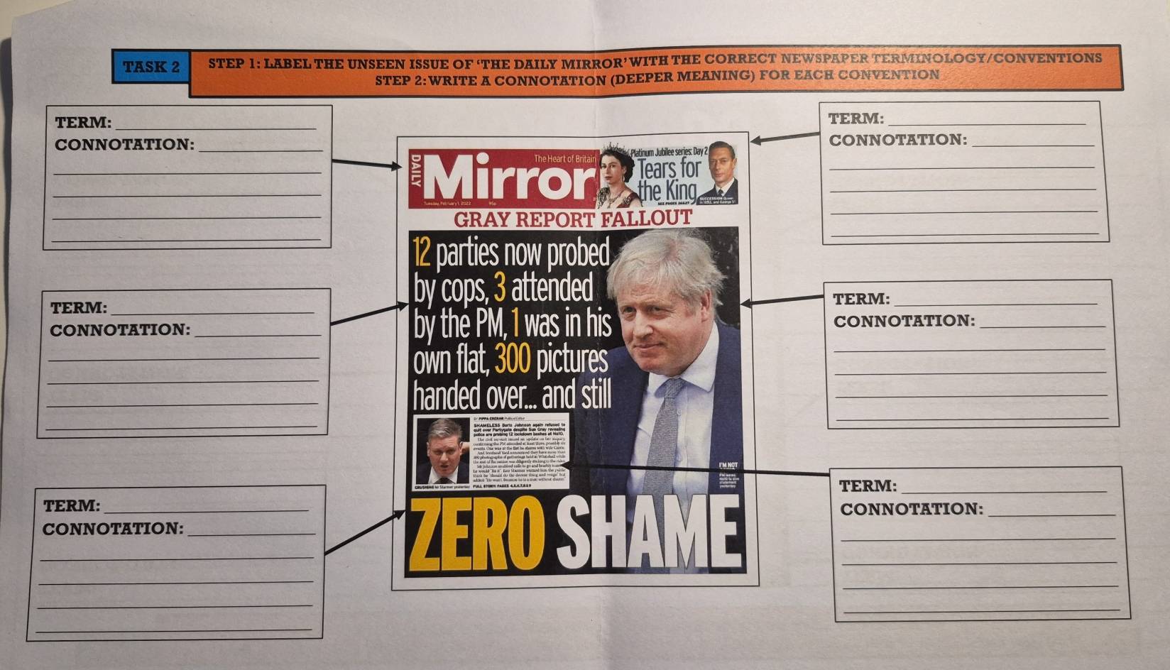 Solved: TASK 2 STEP 1: LABEL THE UNSEEN ISSUE OF ‘THE DAILY MIRROR’WITH ...