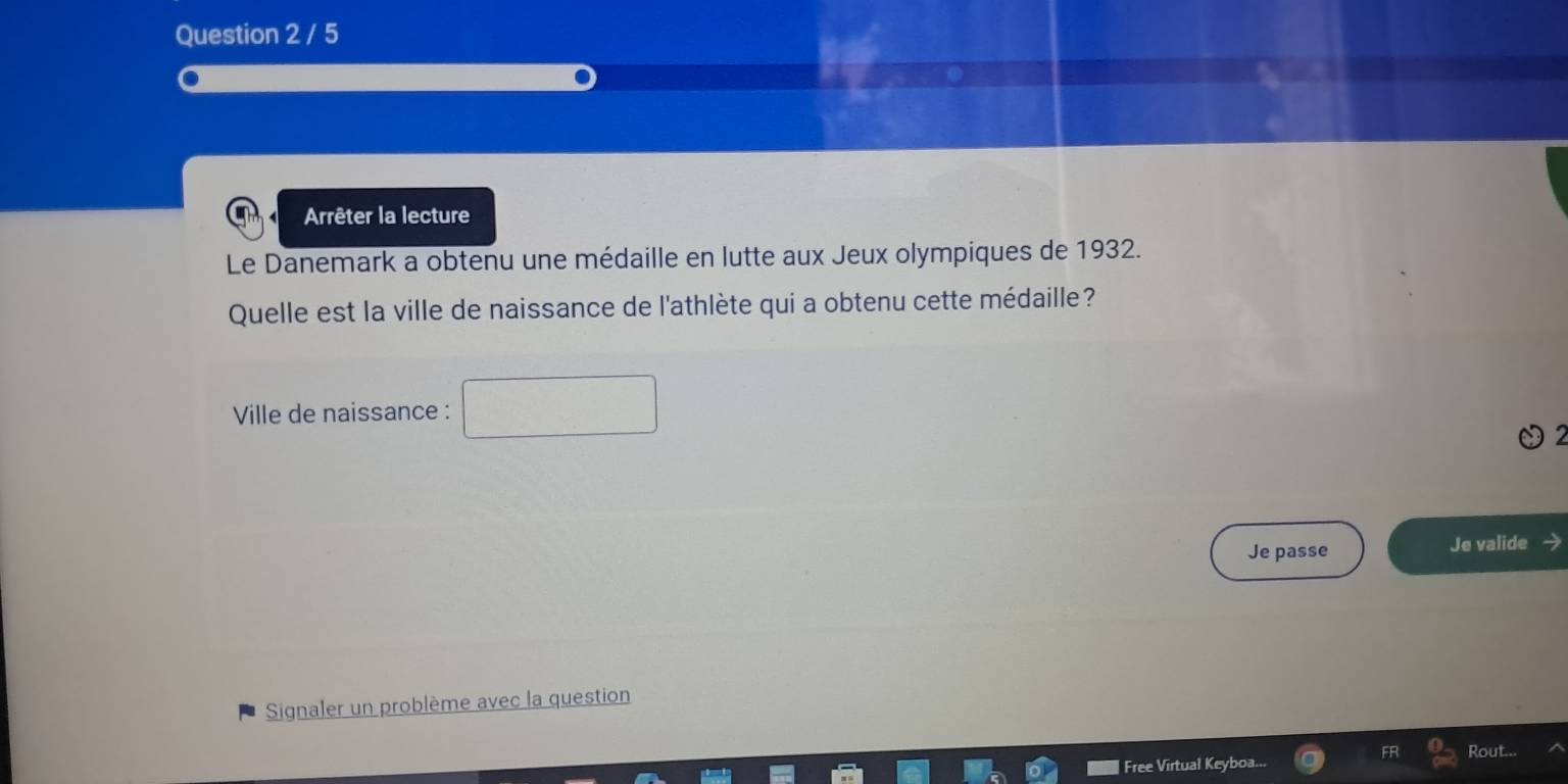 Résolu :Arrêter la lecture Le Danemark a obtenu une médaille en lutte aux Jeux olympiques de 1932