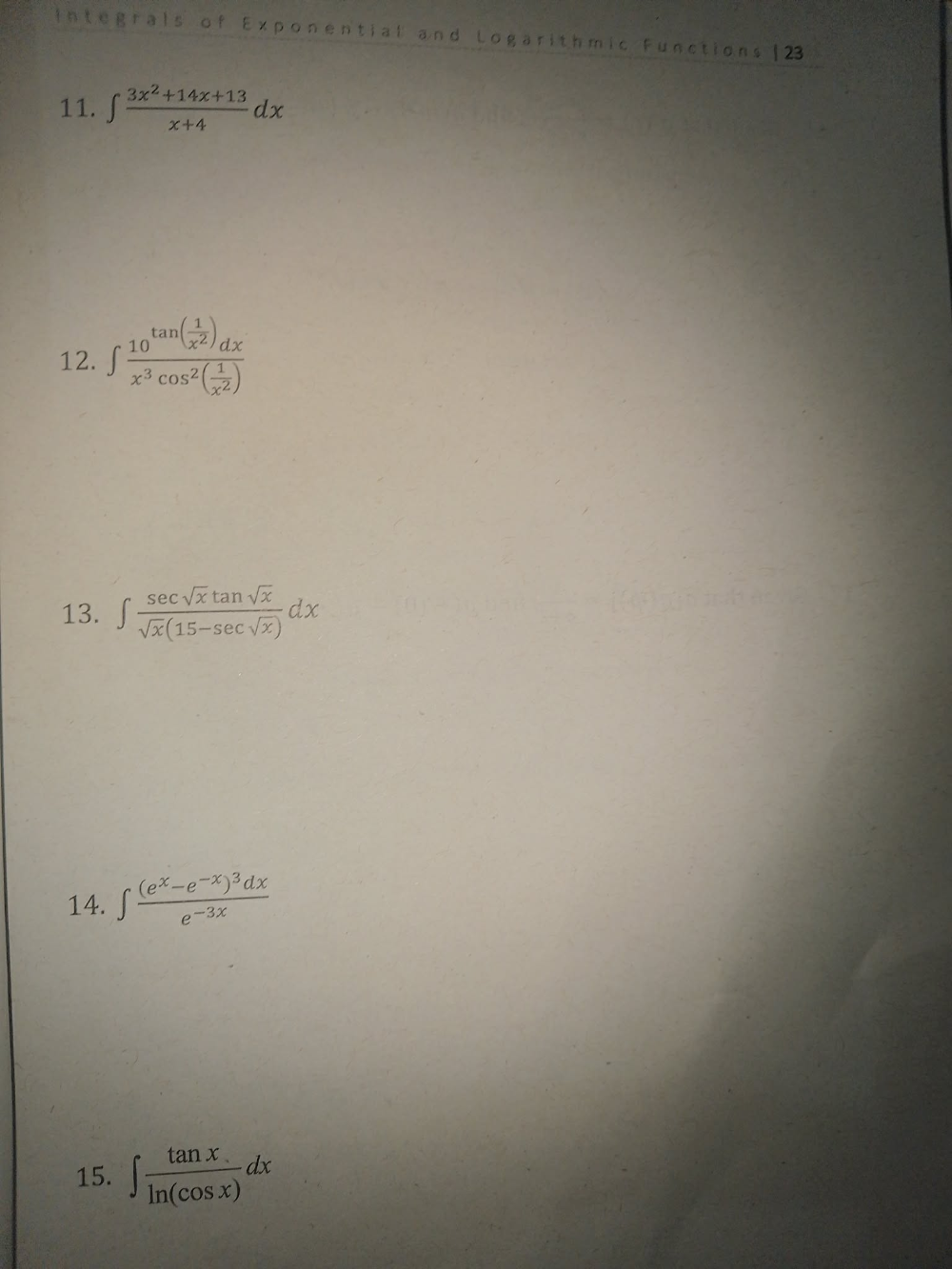Solved: Integrals of Exponential and Logarithmic Functions | 23 11. ∈t ...