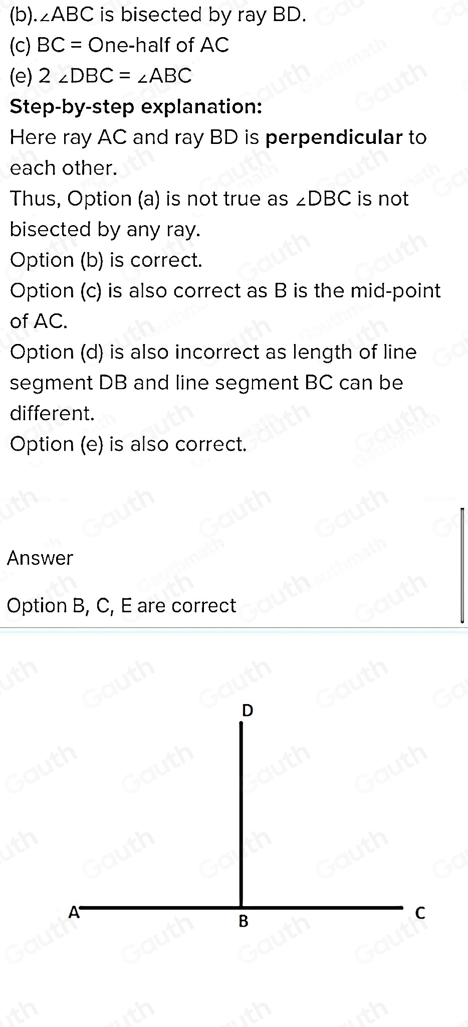Solved: Point B is the midpoint of Line segment A C . Horizontal line ...