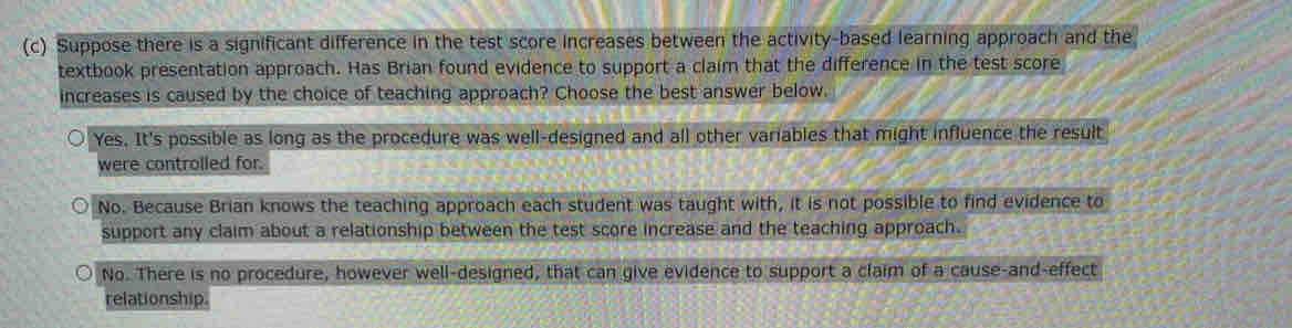 Suppose there is a significant difference in the test score increases ...
