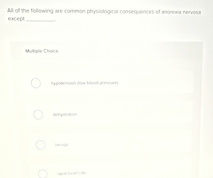 Solved: All of the following are common physiological consequences of ...