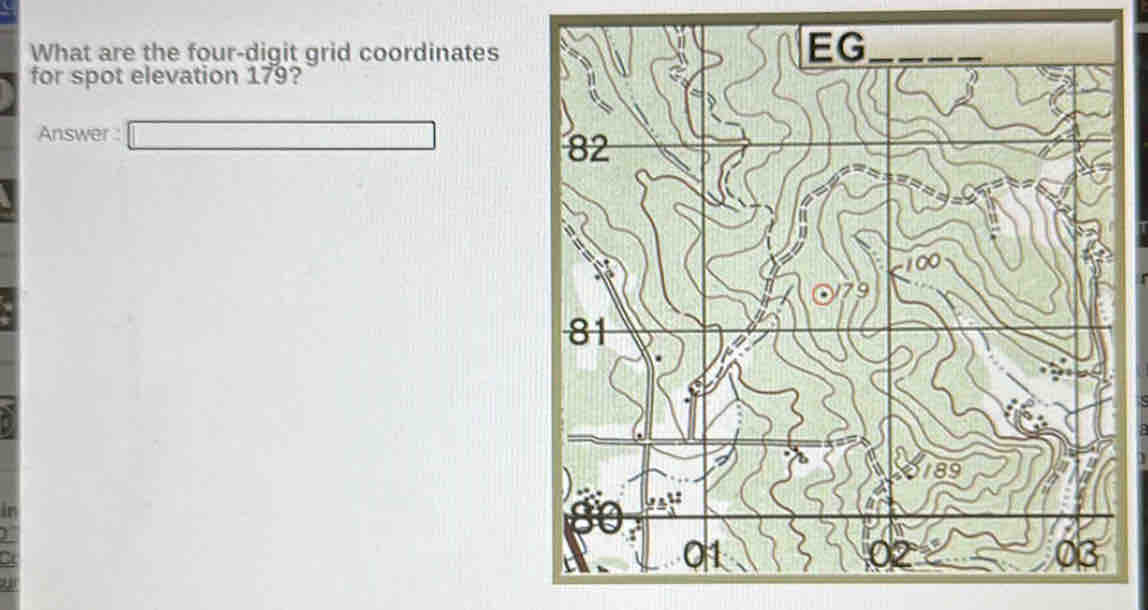 Solved What Are The Four Digit Grid Coordinates For Spot Elevation 179 Answer Overline I
