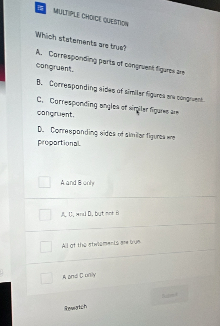 Solved: QUESTION Which statements are true? A. Corresponding parts of ...