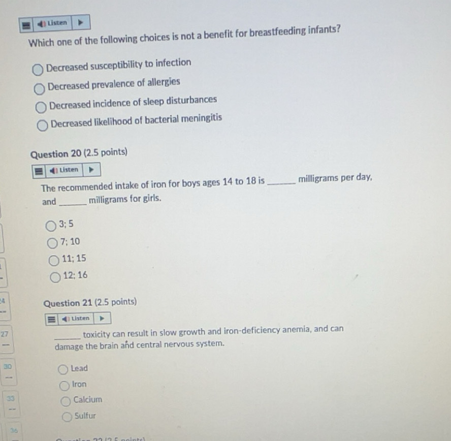 Solved: Listen Which one of the following choices is not a benefit for ...