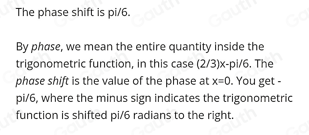 Solved: A trigonometric function is given. y=2sin ( 3/4 x- π /6 ) (a ...
