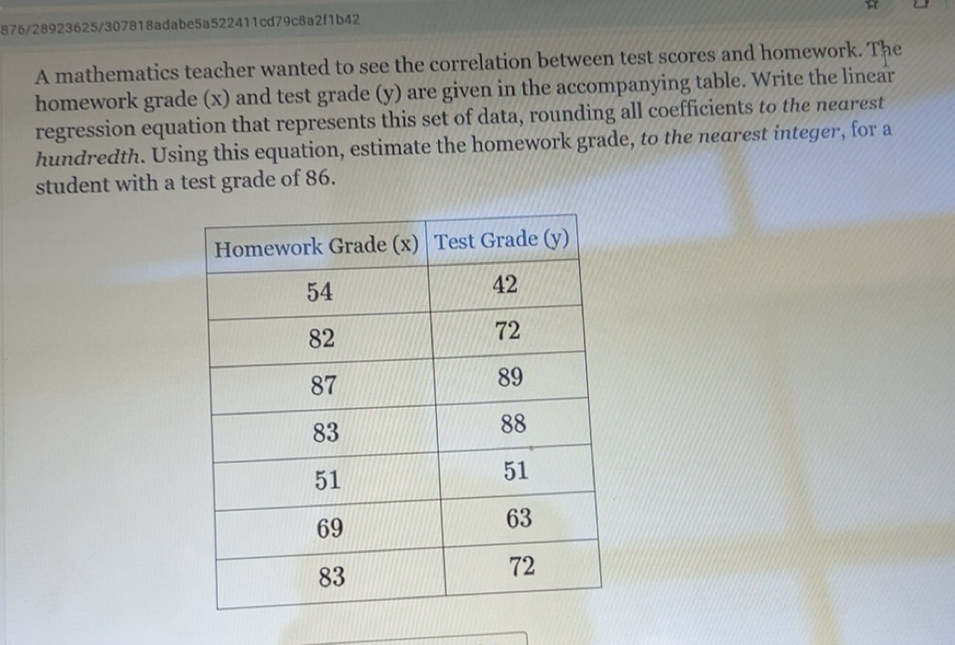 Solved: A 876/28923625/307818adabe5a522411cd79c8a2f1b42 A mathematics ...
