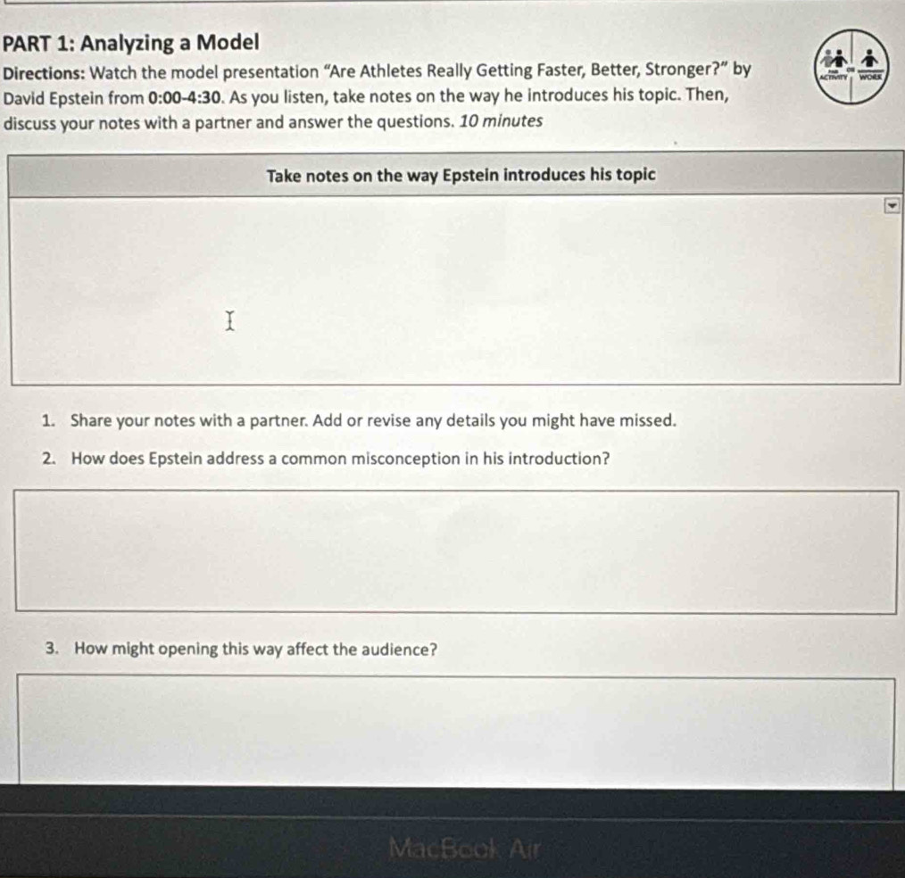 Solved: Analyzing a Model Directions: Watch the model presentation “Are ...