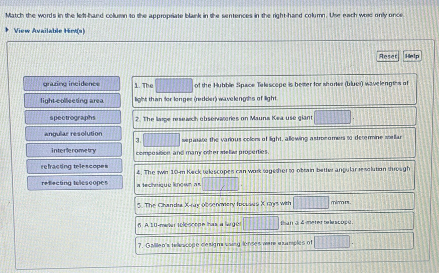 Solved: Match the words in the left-hand column to the appropriate ...