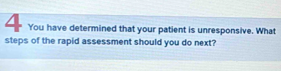Solved: You have determined that your patient is unresponsive. What ...
